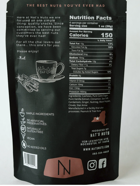 Nat’s Nuts - Vanilla Chai Cashews - 4 oz. | Vegefood